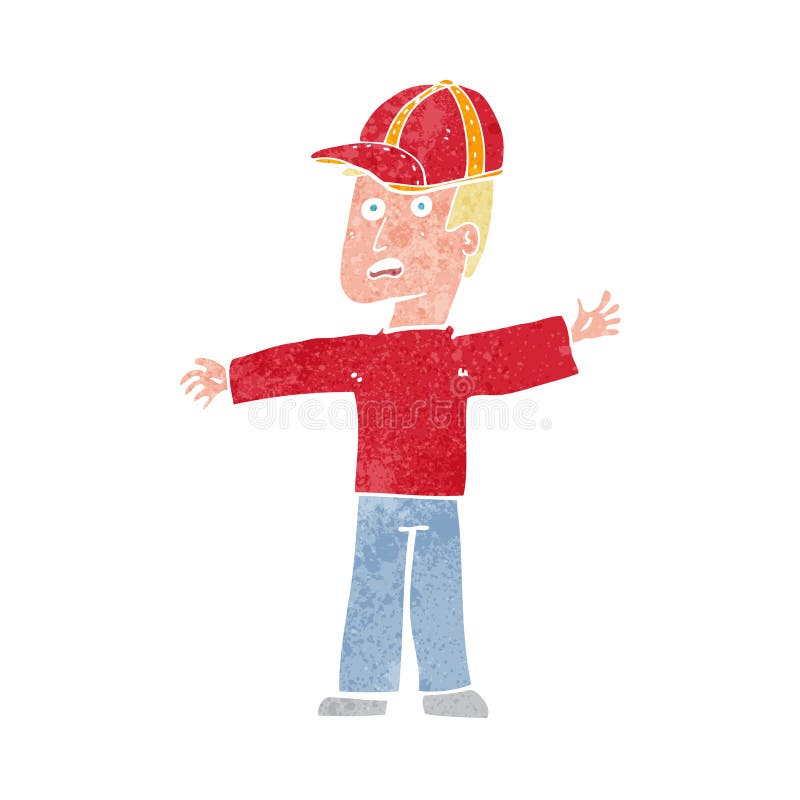 Cartoon man wearing cap stock illustration. Illustration of wearing ...