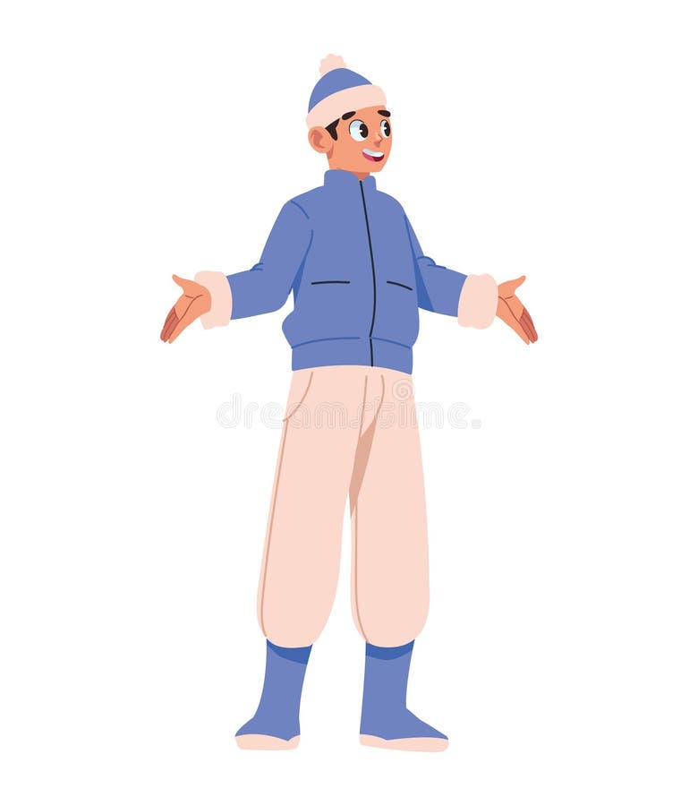 Cartoon Man Wearing Winter Clothes Stock Illustration - Illustration of ...