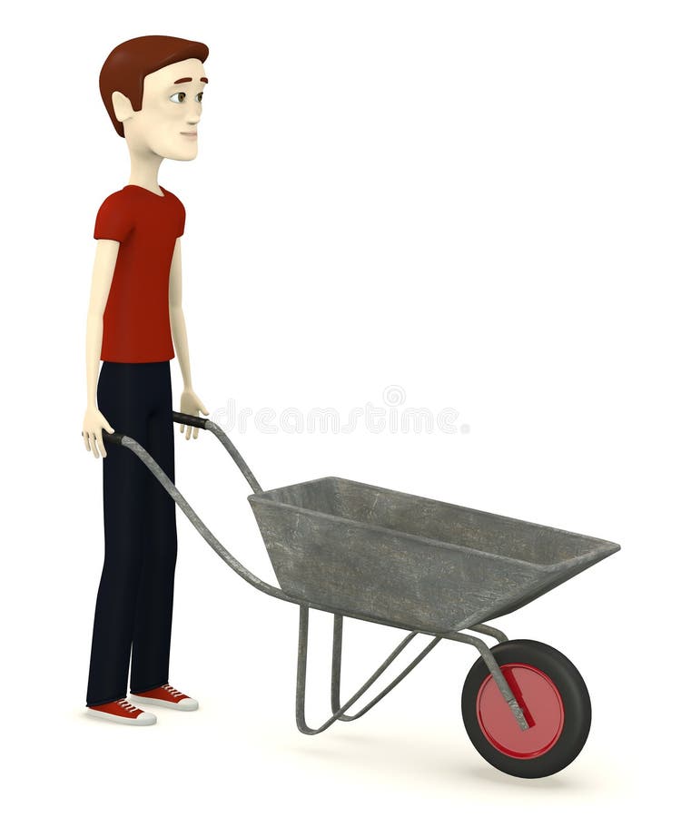 Cartoon Man with Wheel-barrow Stock Illustration - Illustration of ...