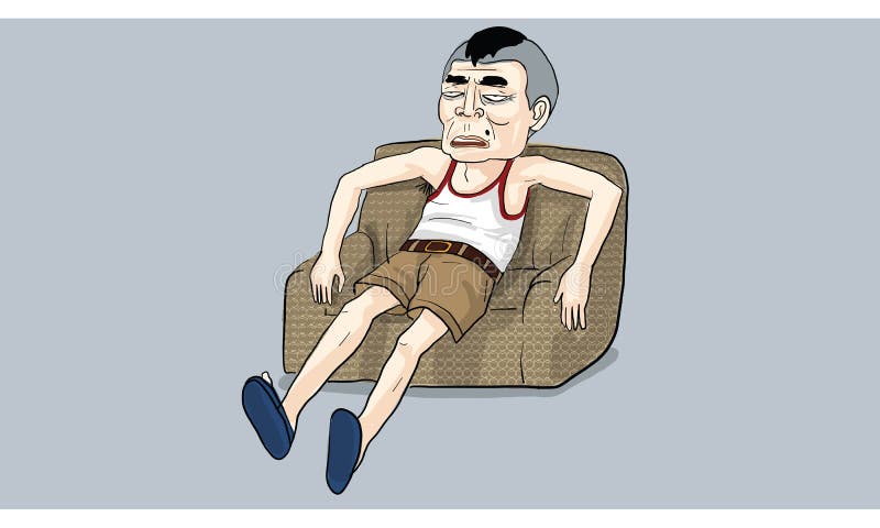 Cartoon of Man in White Suit Action Lay Down on the Floor Stock Vector ...