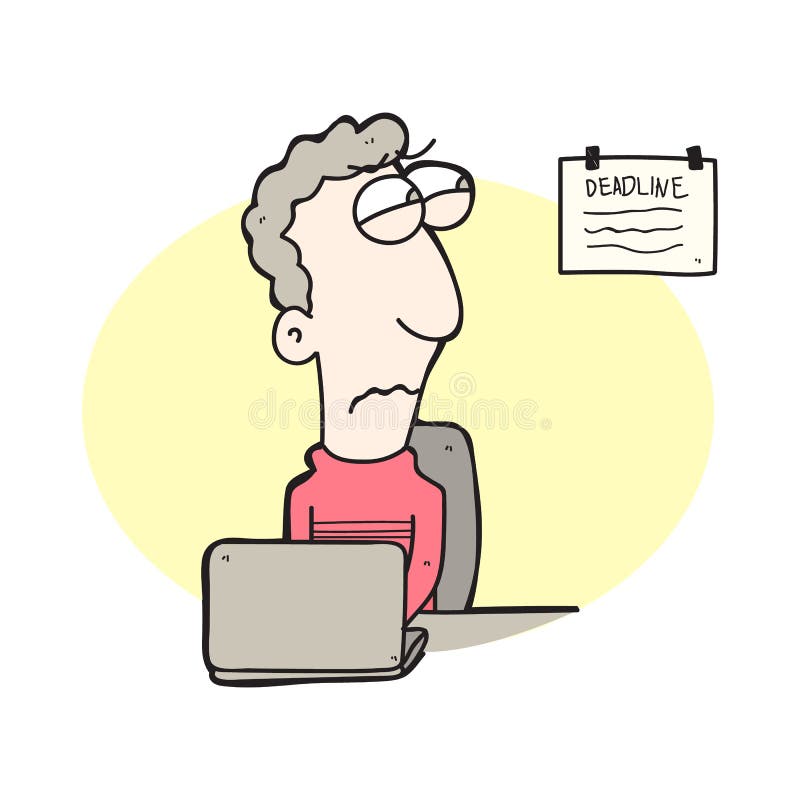 Cartoon Man Working Under Deadline Stock Vector - Illustration of ...