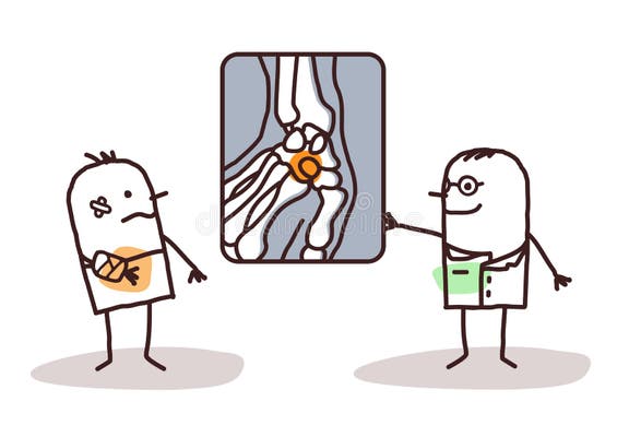 Cartoon Man with Wounded Hand and Radiologist Stock Vector ...