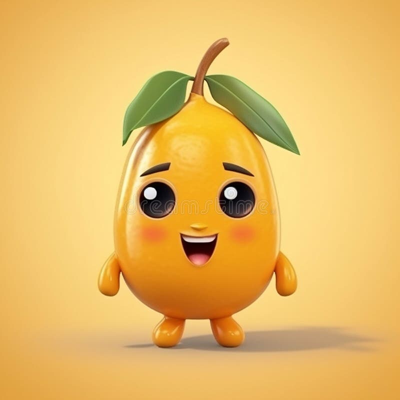 Cartoon Mango Character (Cute). Generative AI Stock Illustration ...