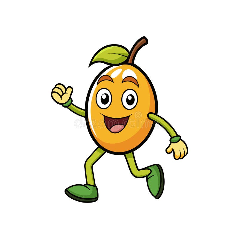 Cartoon Mango Character Mascot Running with Friendly Expression Stock ...