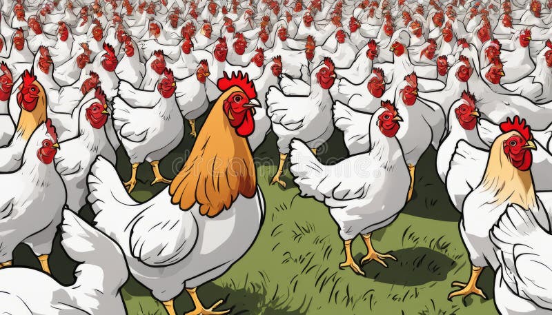 A Cartoon of Many Chickens with One in the Front Stock Illustration ...
