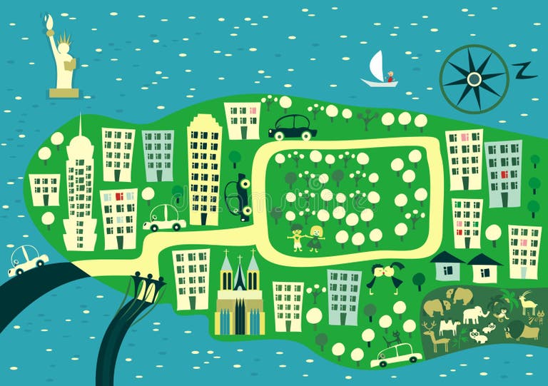 Cartoon Map New York Stock Illustrations – 727 Cartoon Map New York ...