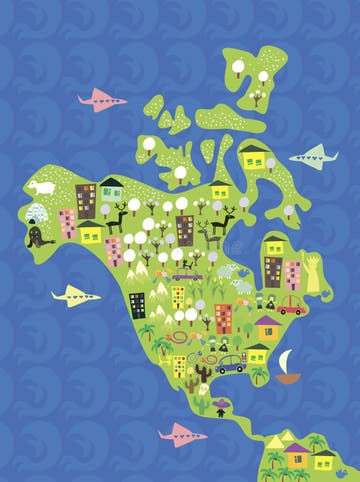Cartoon North America Continent Map Stock Illustrations – 1,266 Cartoon ...