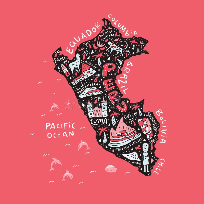 Map of Peru stock vector. Illustration of design, destination - 103022883