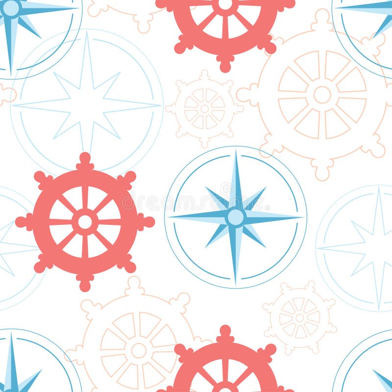 Cartoon Maritime Symbols Seamless Pattern, Vector Illustration Stock ...