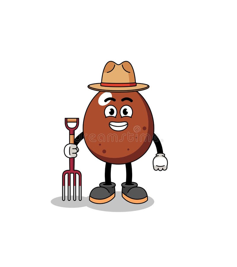 Cartoon Mascot of Chocolate Egg Farmer Stock Vector - Illustration of ...