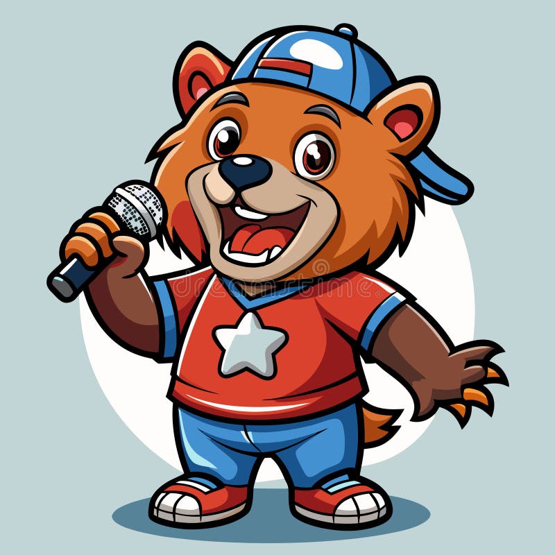 Cartoon Mascot Design: Singing Bear Logo Vector Character Stock ...