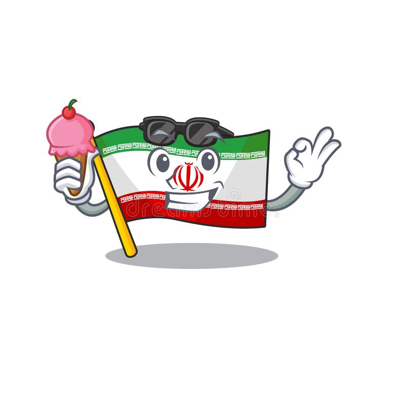 Cartoon Mascot Featuring Flag Iran with Ice Cream Stock Vector ...