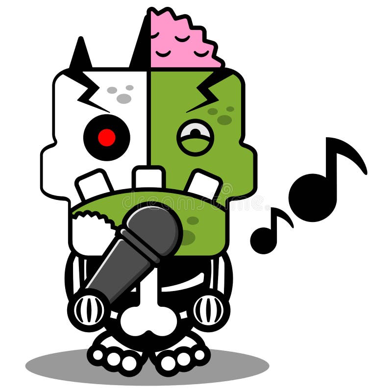 Cartoon Mascot Zombie Bone Singing Stock Vector - Illustration of human ...