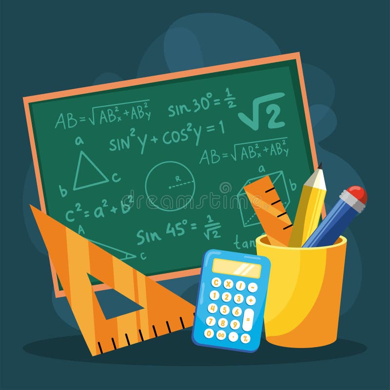 Cartoon Math Class Concept Background Vector Stock Vector ...