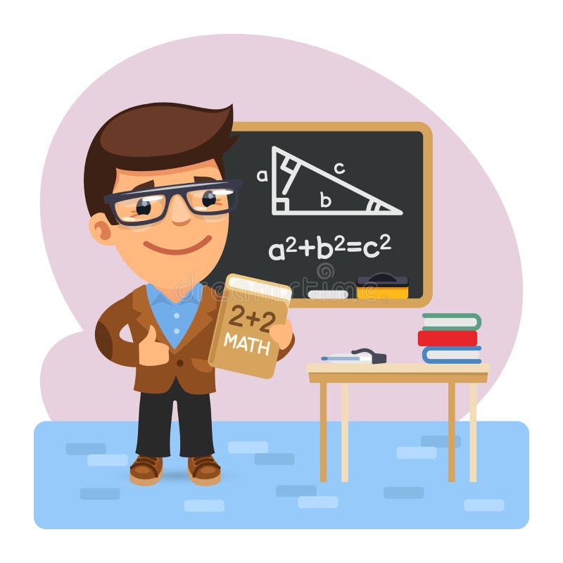 Cartoon Math Teacher stock vector. Illustration of education - 184037360
