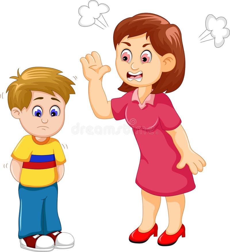 Cartoon Mather Scolding Her Son Stock Illustration - Illustration of ...