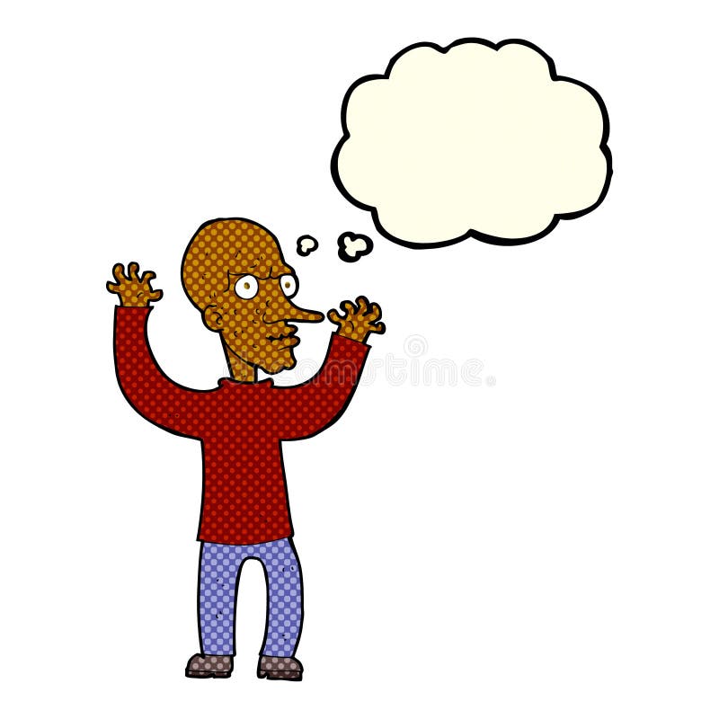 Cartoon Mean Man with Thought Bubble Stock Illustration - Illustration ...