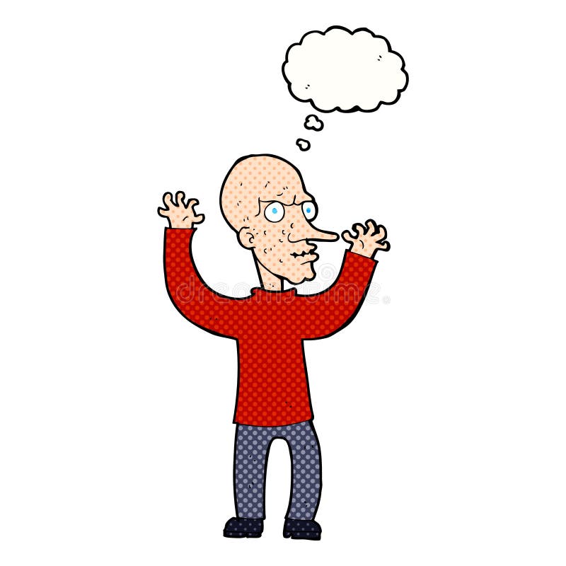 Cartoon Mean Man with Thought Bubble Stock Illustration - Illustration ...