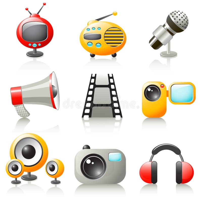 Cartoon media icons stock vector. Illustration of camera - 13359232