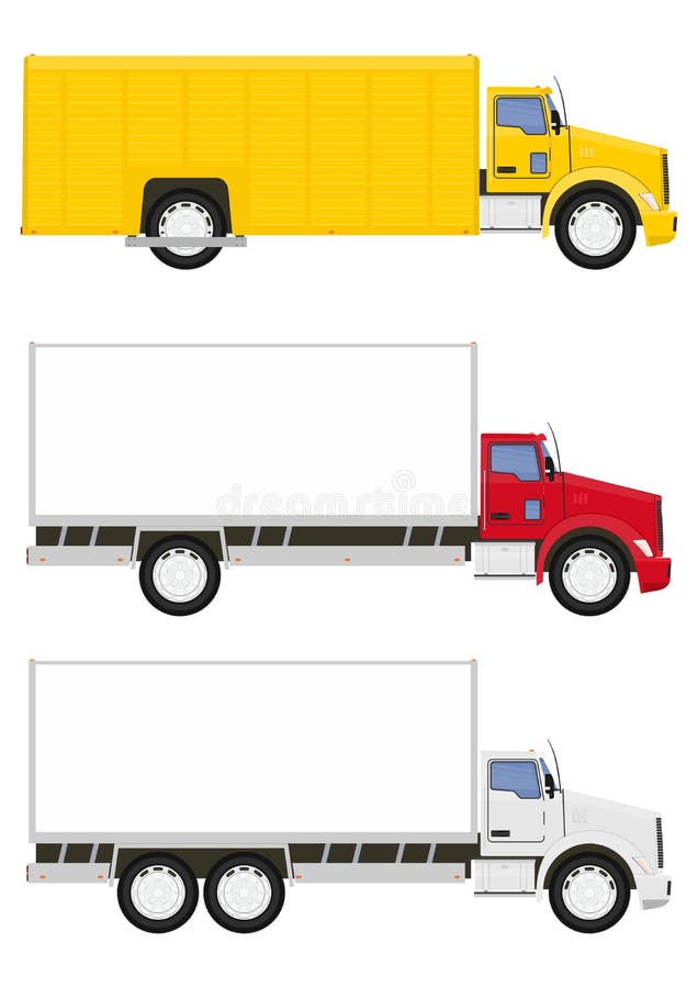 Cartoon medium truck set. stock vector. Illustration of transport ...