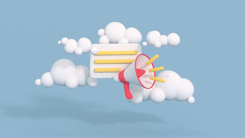 Cartoon Megaphone and Message Bubble 3D Render Illustration Stock ...