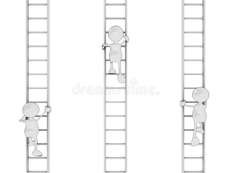 Cartoon Men Climbing Ladders Stock Illustration - Illustration of ...