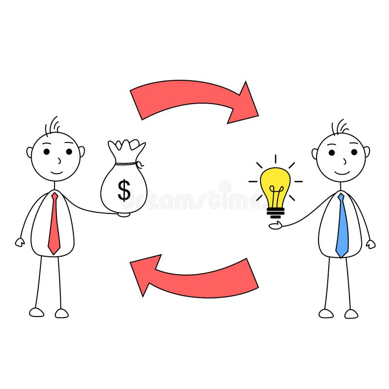 Cartoon Men Exchanging Idea for Money Stock Vector - Illustration of ...