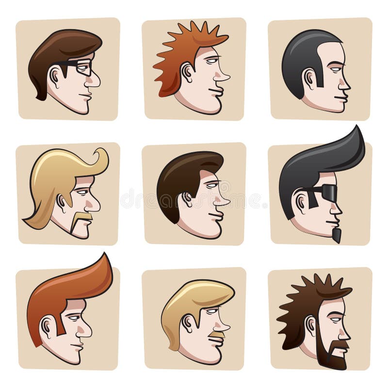 Cartoon men heads stock vector. Illustration of retro - 27996930