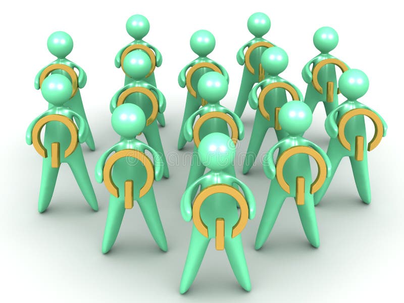 Cartoon Men and Power Symbols Stock Illustration - Illustration of ...