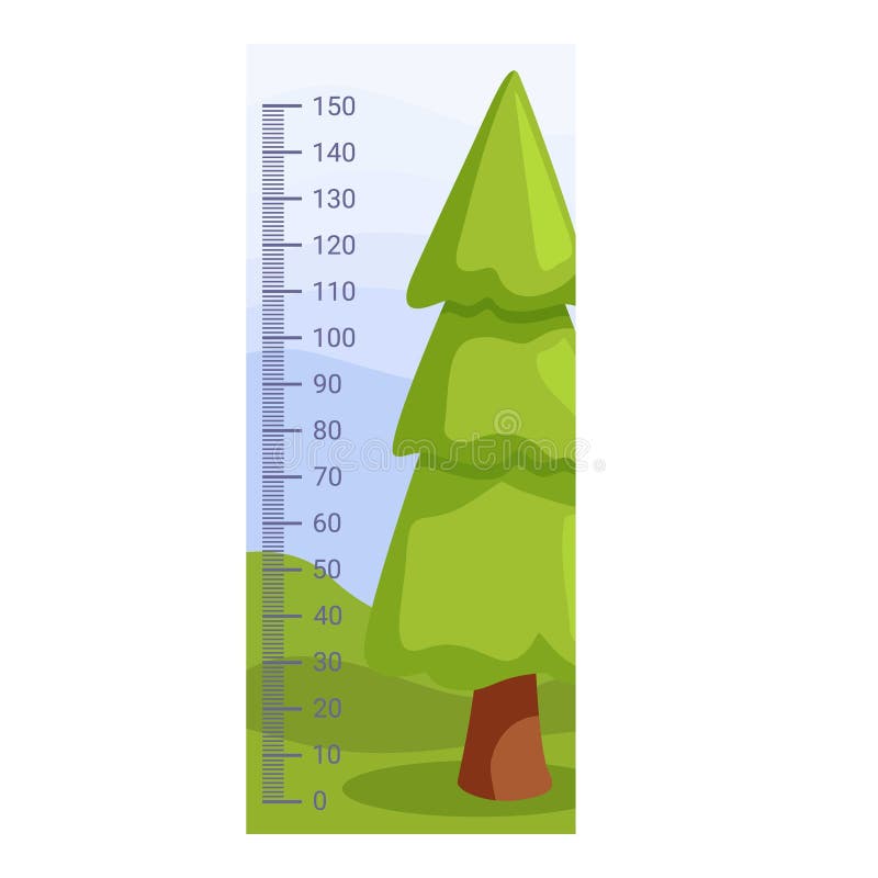 Cartoon Meter Showing Height Measurement with Pine Tree Growing Stock ...