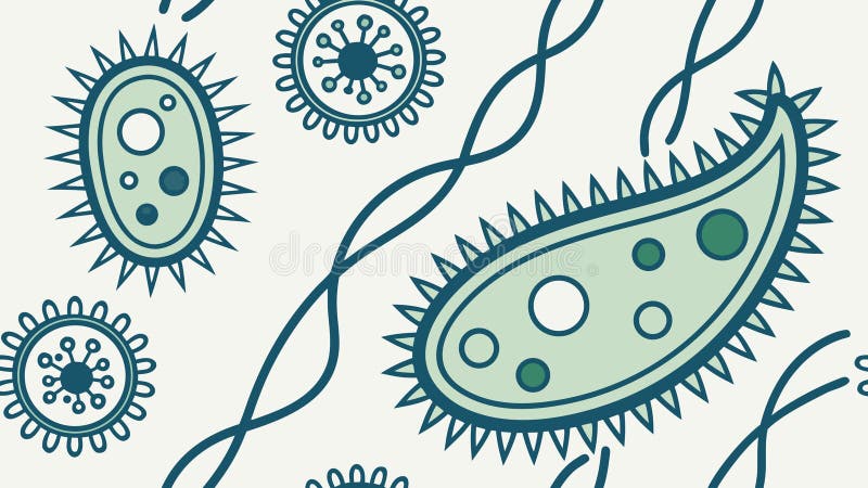 Cartoon Microbes and Bacteria Seamless Pattern for Science Project ...