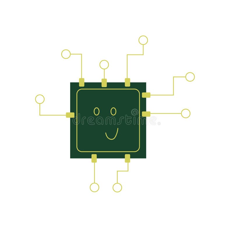 Cartoon microchip icon stock vector. Illustration of science - 234755773