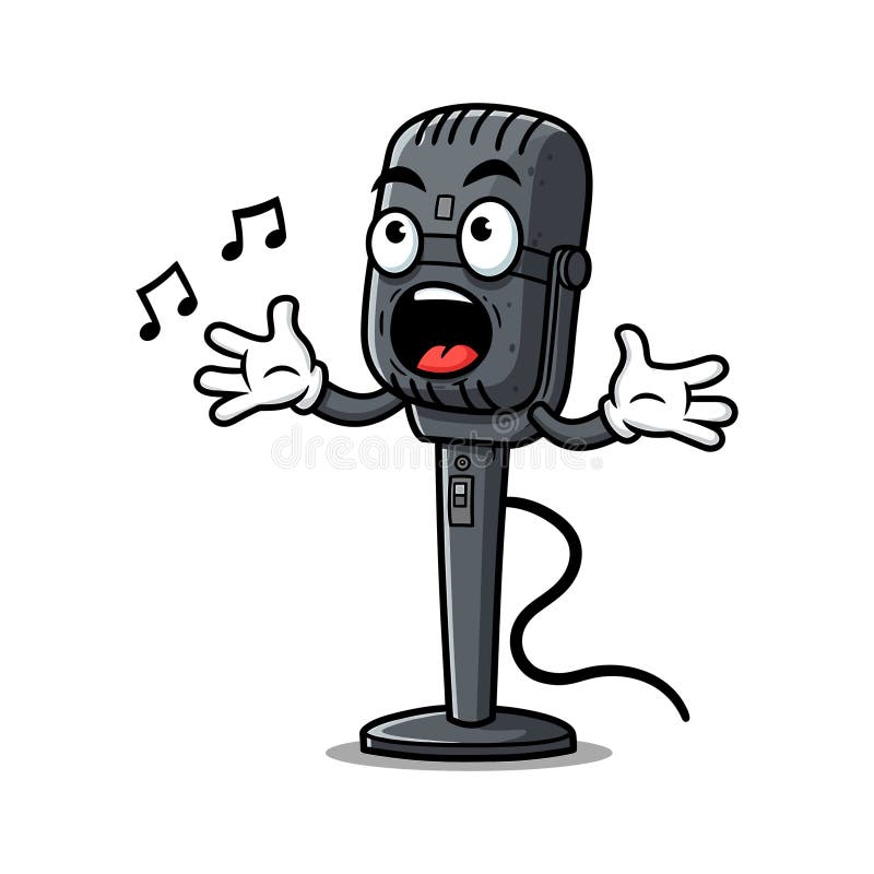 Cartoon Microphone Clipart Singing with Music Notes Stock Vector ...