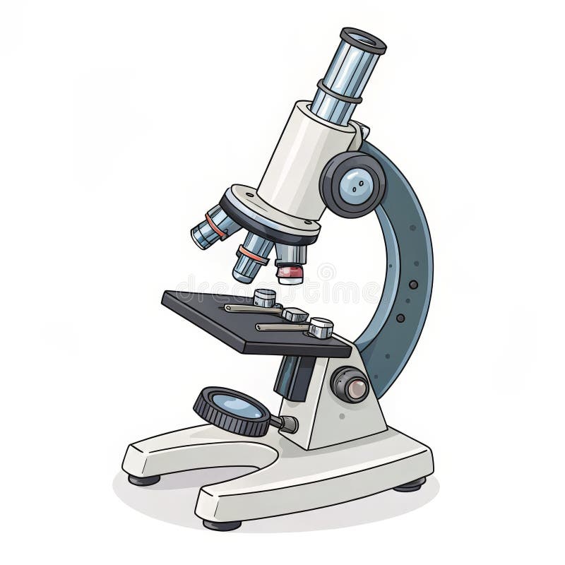 Cartoon Microscope Illustration, Isolated on White Background, Science ...