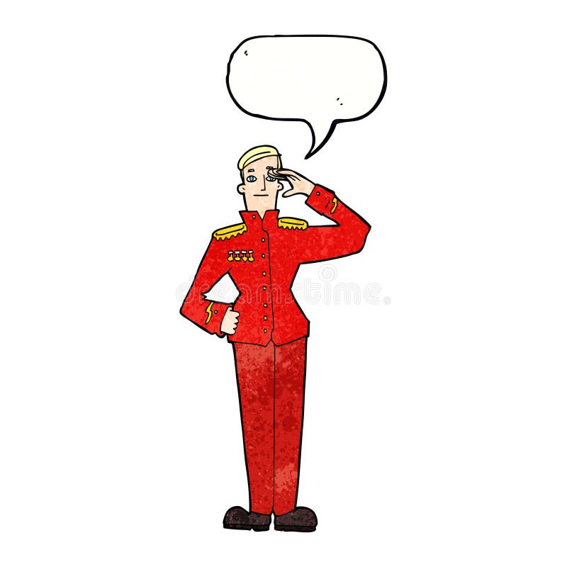 Cartoon Military Man in Dress Uniform with Speech Bubble Stock ...