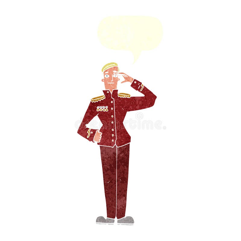 Cartoon Military Man in Dress Uniform with Speech Bubble Stock ...