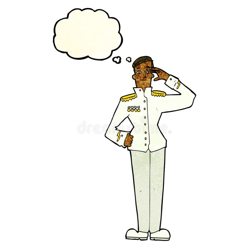 Cartoon Military Man in Dress Uniform with Thought Bubble Stock ...