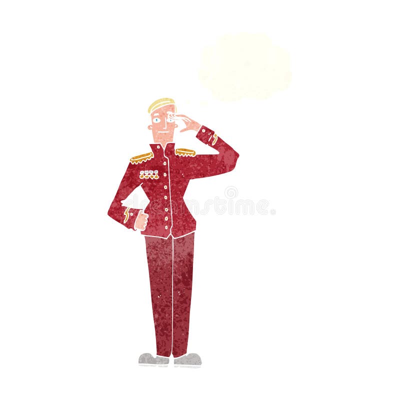 Cartoon Military Man in Dress Uniform with Thought Bubble Stock ...