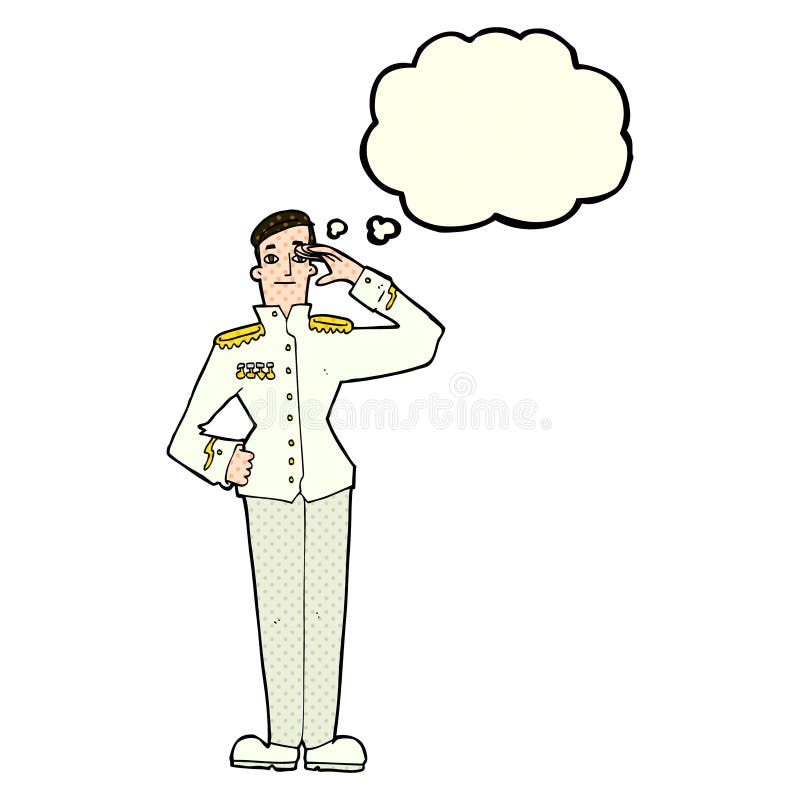 Cartoon Military Man in Dress Uniform with Thought Bubble Stock ...