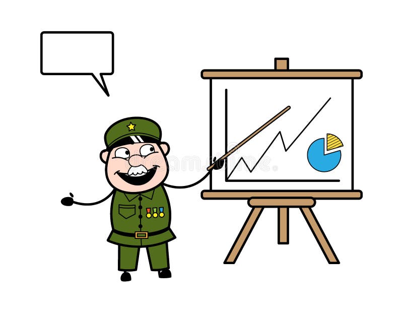 Cartoon Military Man with Presentation Baord Stock Illustration ...
