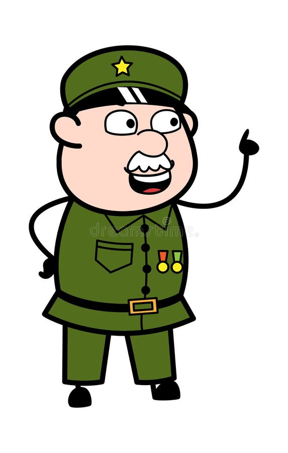 Cartoon Military Man Talking Happy Stock Illustration - Illustration of ...
