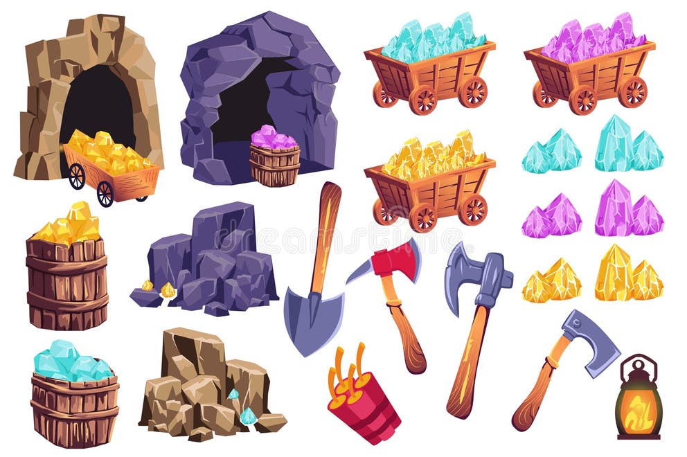 Cartoon Mining Tools stock image. Image of mining, cartoon - 365096443
