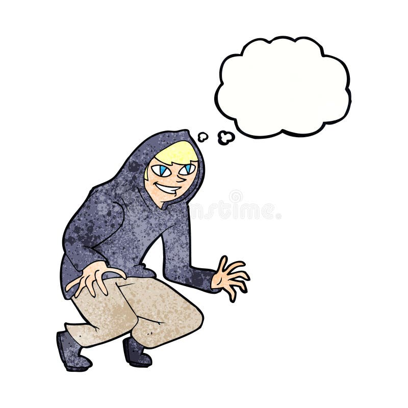 Cartoon Mischievous Boy in Hooded Top with Speech Bubble Stock ...