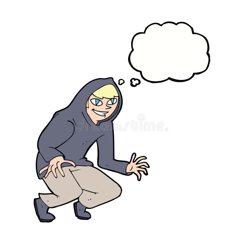 Cartoon Mischievous Boy in Hooded Top with Speech Bubble Stock ...