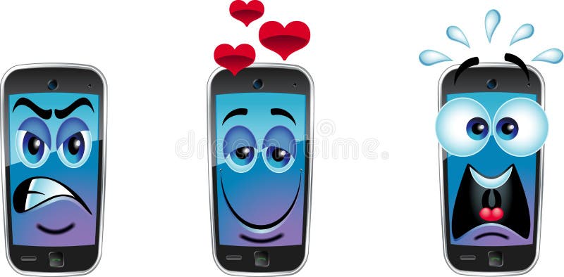 Cartoon mobile cell phones stock vector. Illustration of expressions ...