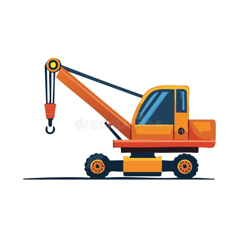 Cartoon Mobile Crane Heavy Equipment Vector Illustration Machine ...