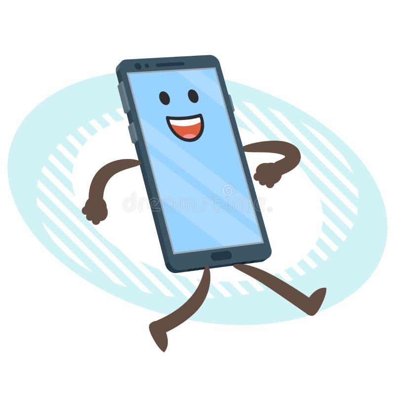 Cartoon Mobile Phone Character Stock Vector - Illustration of cheerful ...