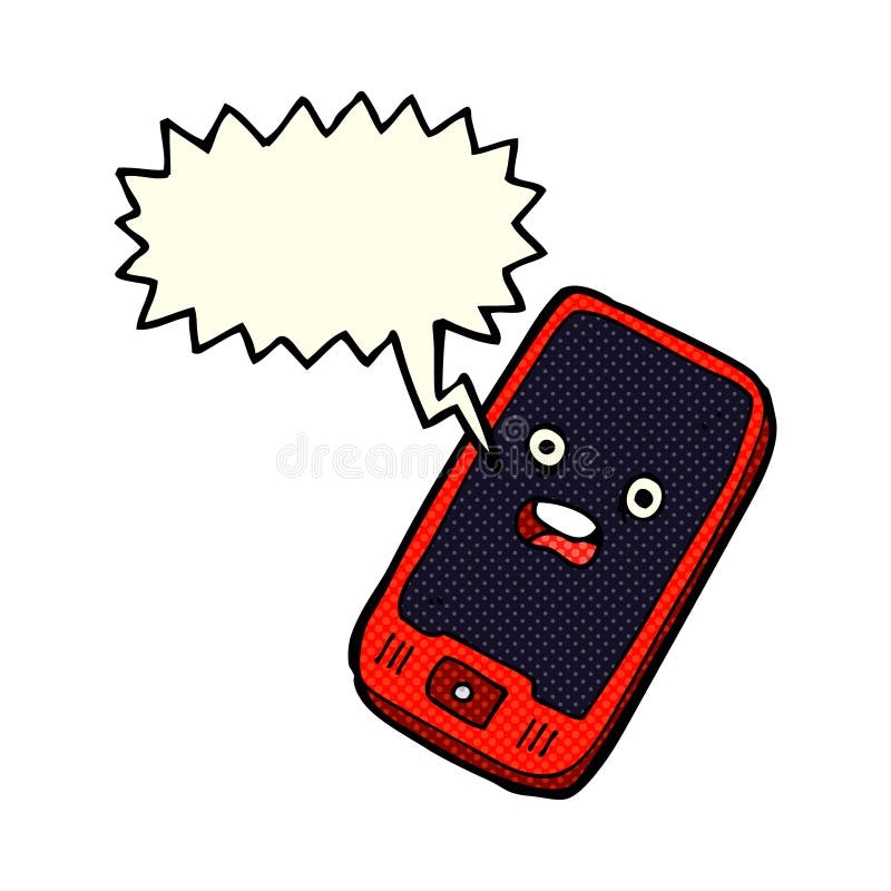 Cartoon Mobile Phone with Speech Bubble Stock Illustration ...