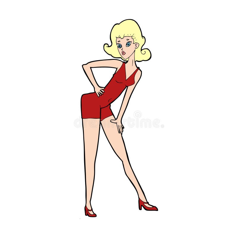 Cartoon model woman posing stock vector. Illustration of drawn - 37016500