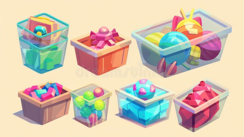 The Cartoon Modern Illustration Set of Kid Play Objects Packed in ...